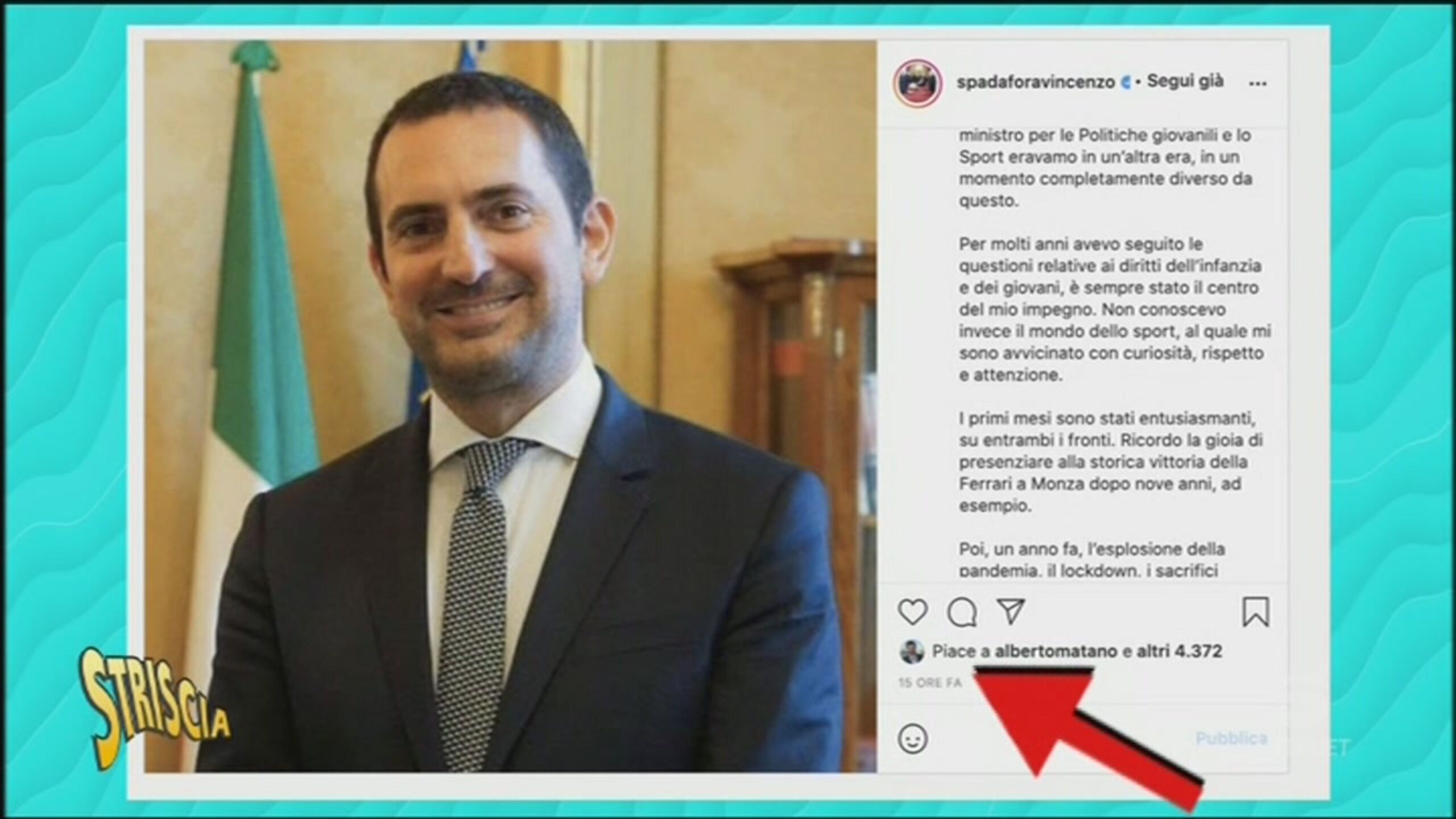 Il congedo di Spadafora su Instagram - Striscia la notizia